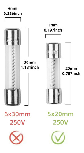 Fusibles de Vidrio Lento T5AL 5x20mm 5A 250V - Protección Confiable ...