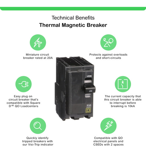 Disyuntor Bipolar Schneider Electric QO220CP 20A 240V - Protección ...